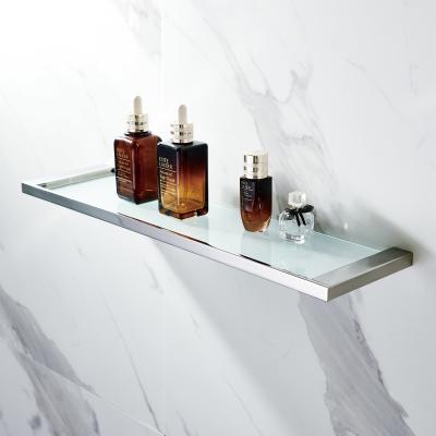 China Kid Friendly Wall Mounted Glass Shelf With Metal Polished Finishing Stinless Steel 304 for sale