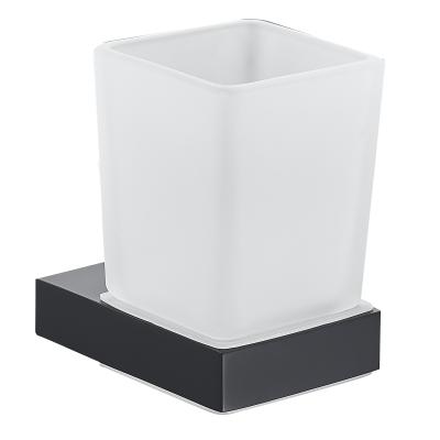 China Sus 304 Single Glass Cup Toothbrush Holder Bathroom Square Tumbler Holder for sale