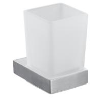 China Sus 304 Single Glass Cup Toothbrush Holder Bathroom Square Tumbler Holder for sale