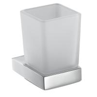 China Sus 304 Single Glass Cup Toothbrush Holder Bathroom Square Tumbler Holder for sale