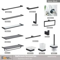 China Black Luxury Bathroom Hardware Accessories Towel Bar Sets for sale
