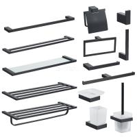 China Black Luxury Bathroom Hardware Accessories Towel Bar Sets for sale