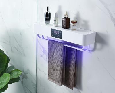 China Wall Mounted Electric Heated Black Bath Towel Drying Rack Towel Warmer With Disinfection for sale