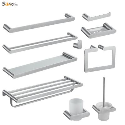 China Modern Toilet Bathroom Accessories Set Satin Stainless Steel for sale