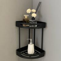 China Wall Installation Bathroom Corner Shelf Shower Caddy Two Tier Stainless Steel Rack for sale