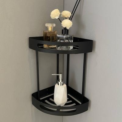China Wall Installation Bathroom Corner Shelf Shower Caddy Two Tier Stainless Steel Rack for sale
