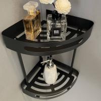 China Wall Mounted SS304 Bathroom Storage Shelves Double Layer Corner Racks for sale