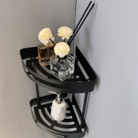 China Black 304 Stainless Steel Douche Bathroom Corner Shelf 2 Tier Kitchen Accessories for sale
