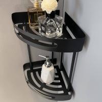 China Wall Mounted SS304 Bathroom Storage Shelves Double Layer Corner Racks for sale
