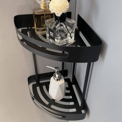 China Wall Mounted SS304 Bathroom Storage Shelves Double Layer Corner Racks for sale