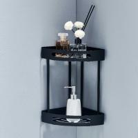 China Black 304 Stainless Steel Douche Bathroom Corner Shelf 2 Tier Kitchen Accessories for sale