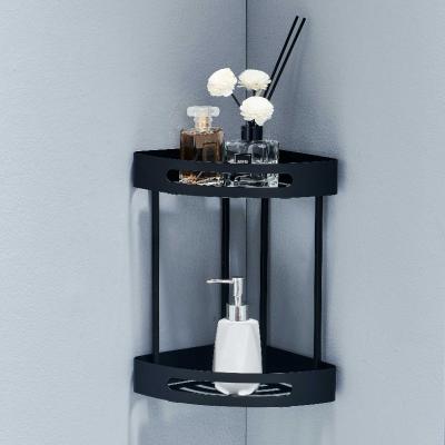 China Black 304 Stainless Steel Douche Bathroom Corner Shelf 2 Tier Kitchen Accessories for sale