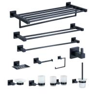 China Polished Matt Bathroom Towel Bar Sets Black 11 Piece Bath Accessories Kit for sale