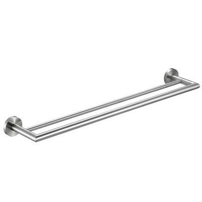 China SUS304 Stainless Steel Chrome Double Towel Rail Towel Holder Set Satin Polished for sale