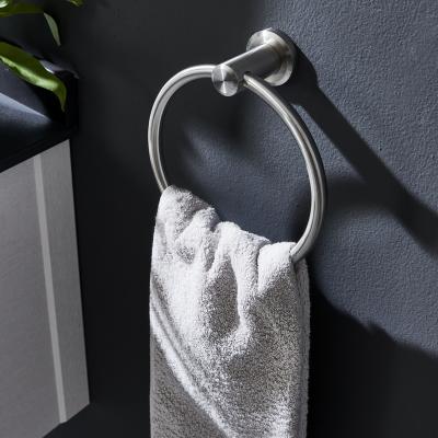 China Wall Mount SUS304 Bathroom Hand Towel Ring Satin Finish Brushed Chrome Hand Towel Ring for sale