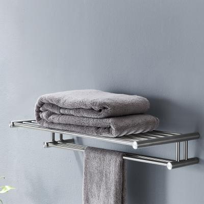China Stainless Steel 304 Towel Shelf Holder Wall Mount OEM Hotel Bathroom Towel Rack for sale