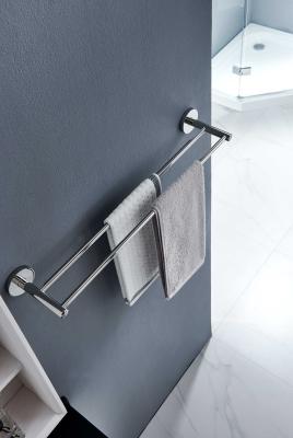 China 650mm Double Bathroom Towel Bars Rack SUS304 Wall Mount Polished Finish for sale