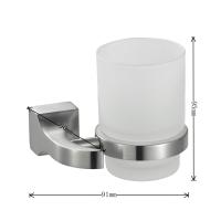 China Europe Style Glass SS304 Single Toothbrush Cup Holder For Shower Room for sale