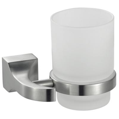 China Europe Style Glass SS304 Single Toothbrush Cup Holder For Shower Room for sale