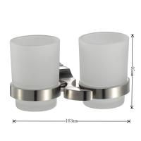 China Double Toothbrush Bathroom Tumbler Holders Glass Polished Satin for sale