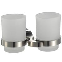 China Double Toothbrush Bathroom Tumbler Holders Glass Polished Satin for sale