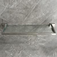China Wall Mount SUS304 Stainless Steel Bathroom Stand Satin Tempered Glass Shelf for sale