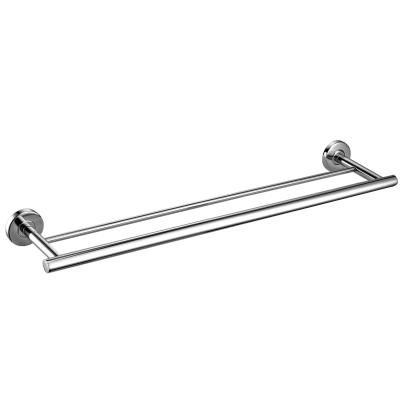 China SUS304 Polished Nickel Double Towel Bar Modern 24 Inch Towel Rack Wall Mount for sale