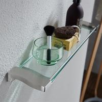 China SUS304 Stainless Steel Bathroom Rack OEM Tempered Glass Shower Shelves for sale