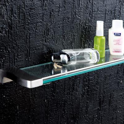 China SUS304 Stainless Steel Bathroom Rack OEM Tempered Glass Shower Shelves for sale