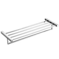 China 23.6 Inch  Bathroom Wall Shelf With Towel Bar SUS304 Stainless Steel Rust Resistant for sale