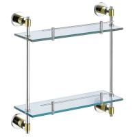 China Scratch Resistant Bathroom Accessories Shelves Double Corner Glass Shelf Brackets for sale