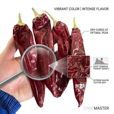 China Whole Dried Red Chili Peppers Natural Sundried Export Quality Chile Rojo 5-8cm 20000-50000SHU Bulk With Stem for sale