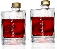 China 2 Packs Square Glass Bottles for Juice Beer Champagne Smoothies Soda Liquor Beverage for sale