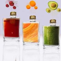 China 2 Packs Square Glass Bottles for Juice Beer Champagne Smoothies Soda Liquor Beverage for sale