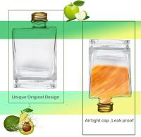 China 2 Packs Square Glass Bottles for Juice Beer Champagne Smoothies Soda Liquor Beverage for sale