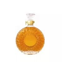 China Glass Flat Round Fan Shaped Xo Brandy Bottle Clear White Wave Surface Spirits Liquor Bottle with Cork for sale