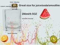 China 2 Packs Square Glass Bottles for Juice Beer Champagne Smoothies Soda Liquor Beverage for sale