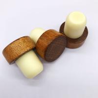 China Round Custom Synthetic Cork 750ml Glass Bottle Vodka Whisky Bottle with Wooden Cap and Cork for sale