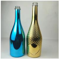 China Custom Glass Bottle Round 750ml Empty Gold Plated Champagne Bottle for sale