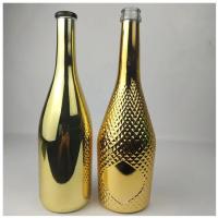 China Custom Glass Bottle Round 750ml Empty Gold Plated Champagne Bottle for sale