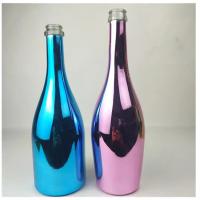 China Custom Glass Bottle Round 750ml Empty Gold Plated Champagne Bottle for sale