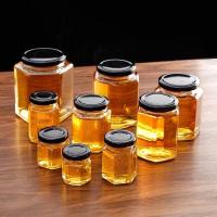 China Custom Color Glass Hexagonal Jar For Cream Honey 45ml 180ml 500ml 700ml for sale