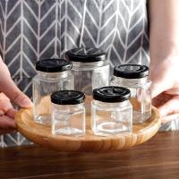 China Custom Color Glass Hexagonal Jar For Cream Honey 45ml 180ml 500ml 700ml for sale