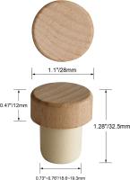 China Engraved Logo Wood Bar Top Cork Synthetic Glass Bottle Stopper for Liquor and Cosmetics for sale