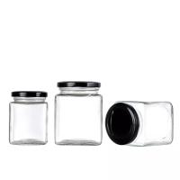 China Customized Small Square Glass Jars for Jam and Sauce Storage 200ml 250ml 500ml 750ml for sale