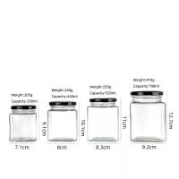 China Customized Small Square Glass Jars for Jam and Sauce Storage 200ml 250ml 500ml 750ml for sale
