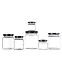 China Customized Small Square Glass Jars for Jam and Sauce Storage 200ml 250ml 500ml 750ml for sale