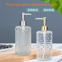 China Hot Stamping 420ml Glass Soap Dispenser For Press On Hand Sanitizer And Soap Liquid for sale