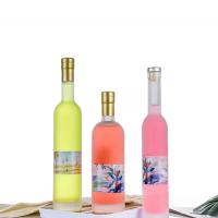 China 375ml 500ml Round Glass Wine Juice Whisky Bottle with Transparent Collar Material for sale