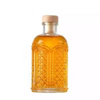 China 280ml Cosmestic Whisky Bottle with Stripe and Embossing in Transparent Triangle Shape for sale